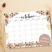 October 2024 Calendar Printable Kids Calendar Wall Fall Classic Floral ...
