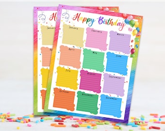 Birthday Bulletin Board Printable Rainbow Balloons Color Class Birthday ...