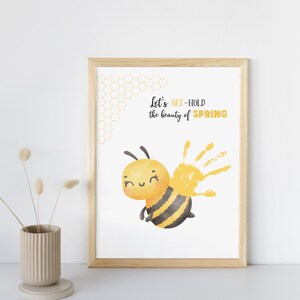 Bee Handprint Craft Art Printable Spring Insect Cute Honey Bee ...
