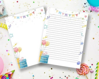 Happy Birthday Stationary Printable Birthday Paper for Him Letter ...