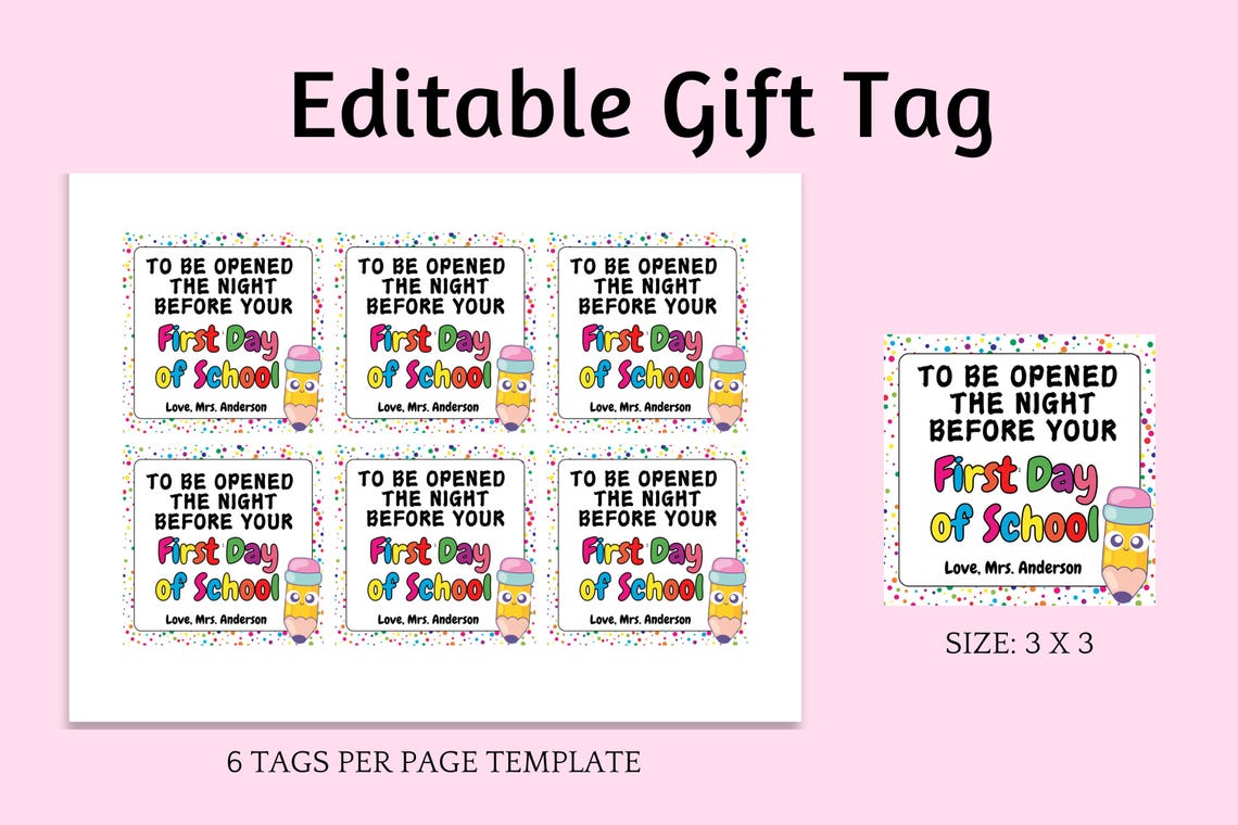 Editable Ready Confetti First Day of School Printable Poem Night Before ...