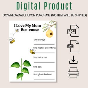 Mothers Birthday Flower Handprint Craft Cute Pun I Love My Mom Beecause ...