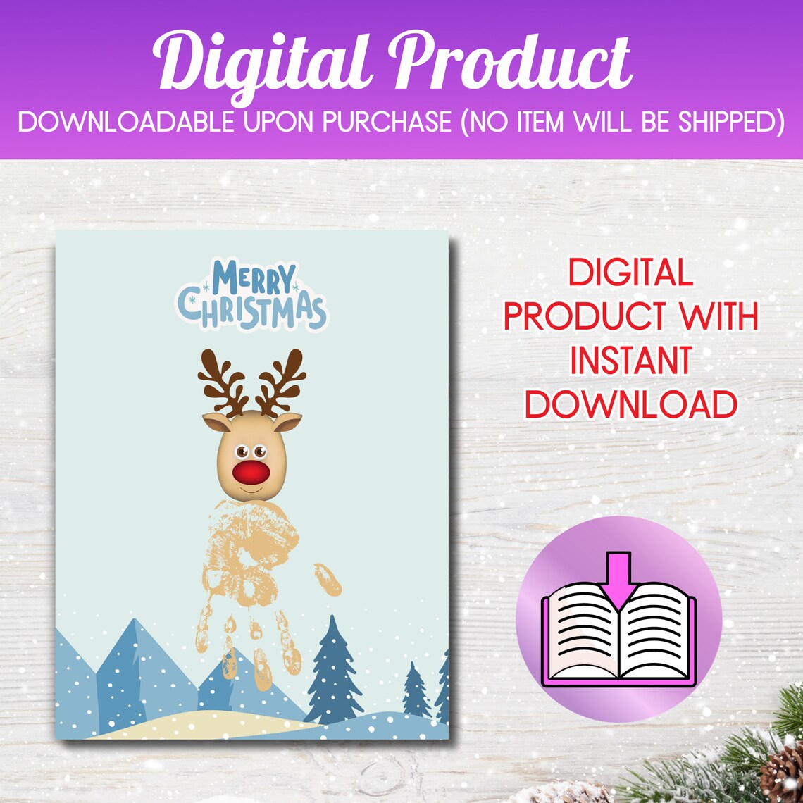 Christmas Handprint Craft Printable Christmas Reindeer Handprint Art ...