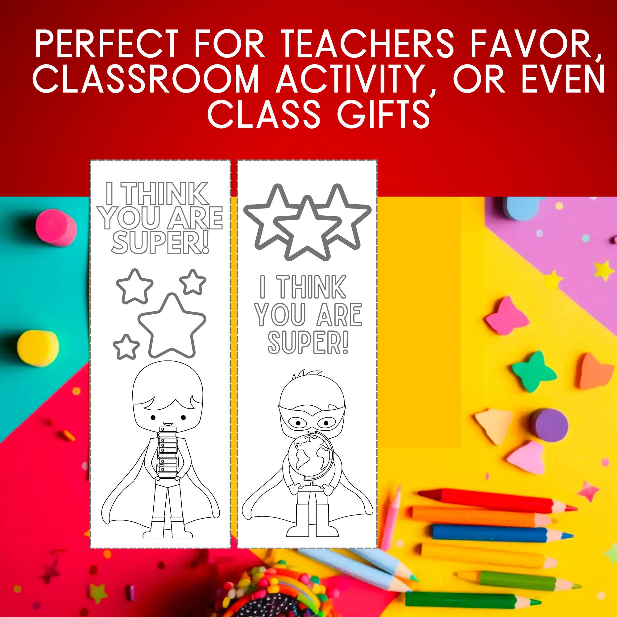 Superhero Party Favors Favor Tags Superhero Coloring Bookmarks for Kids ...