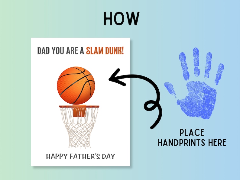 Fathers Day Handprint Craft Basketball Slam Dunk Dads Day Handprint Art ...