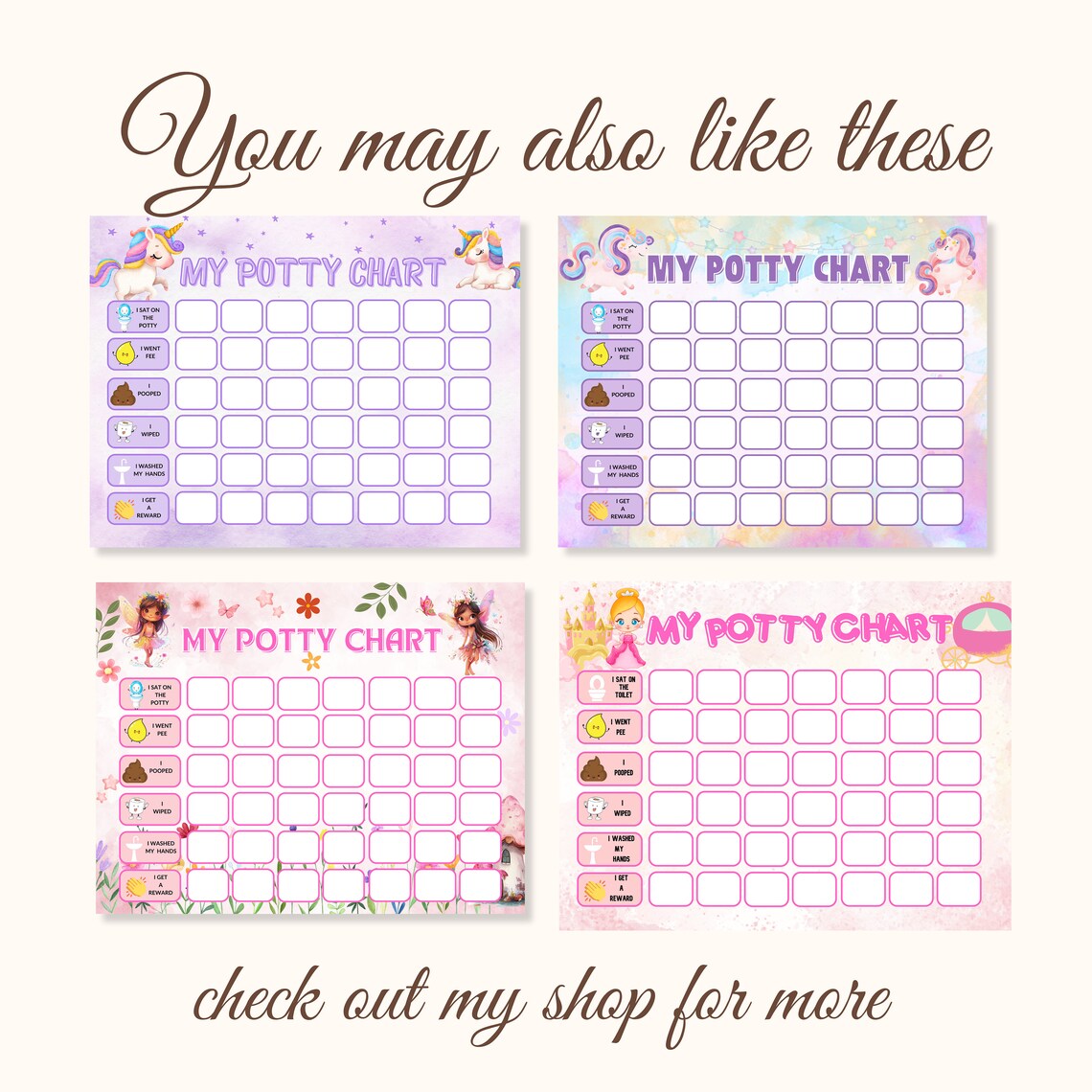 Fairy Potty Chart for Toddler Girl Toilet Training Chart Kids Potty ...