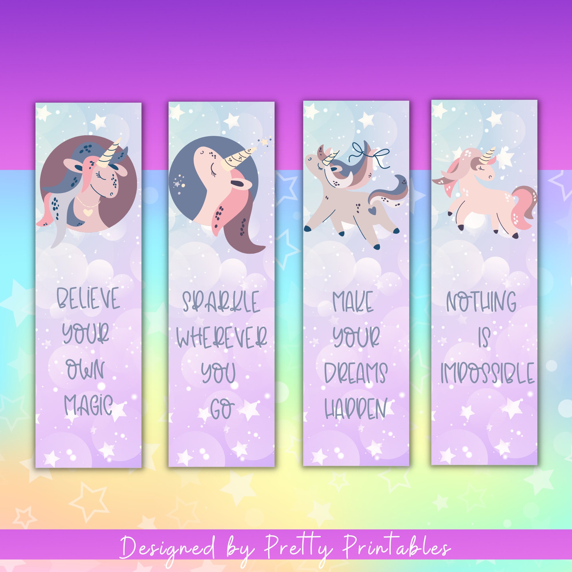Printable Unicorn Bookmarks | Unicorn Gifts | Printable Unicorn ...