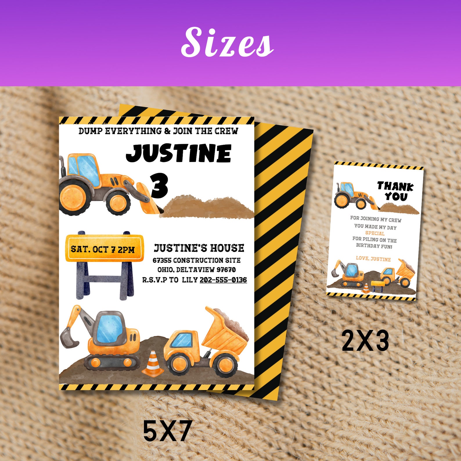Editable Construction Birthday Invitation Printable - Etsy
