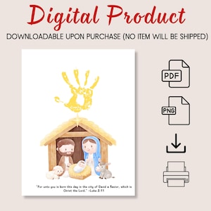 Nativity Handprint Craft Printable Christmas Manger Handprint Art DIY ...