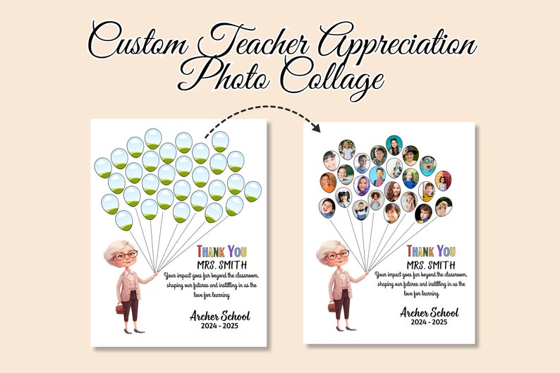 Teacher Photo Custom Editable Appreciation Gift From Student Photo ...