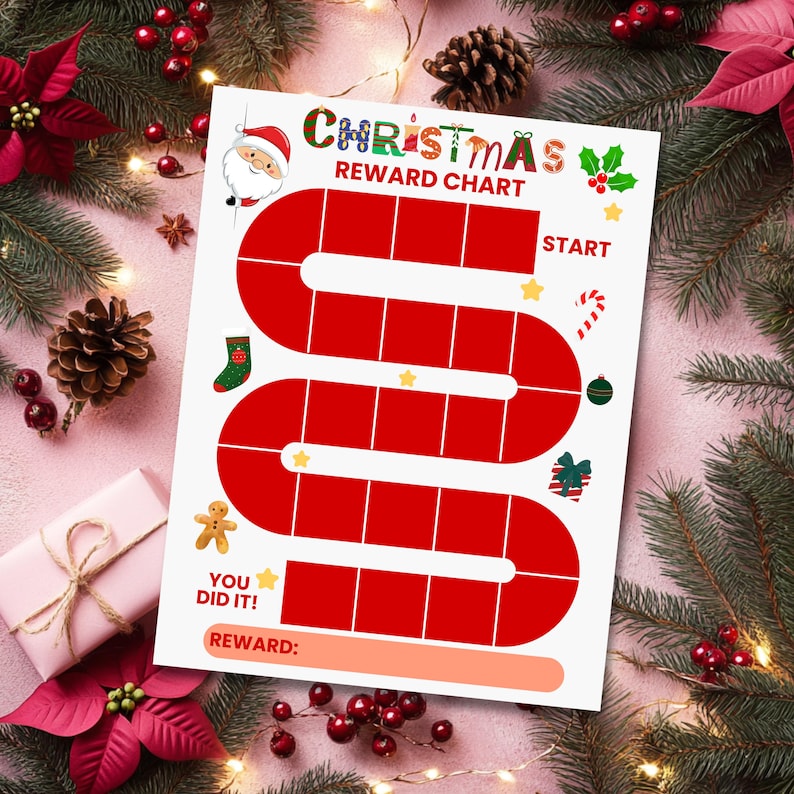 Christmas Reward Chart for Kids Christmas Routine Chart Santa Printable ...