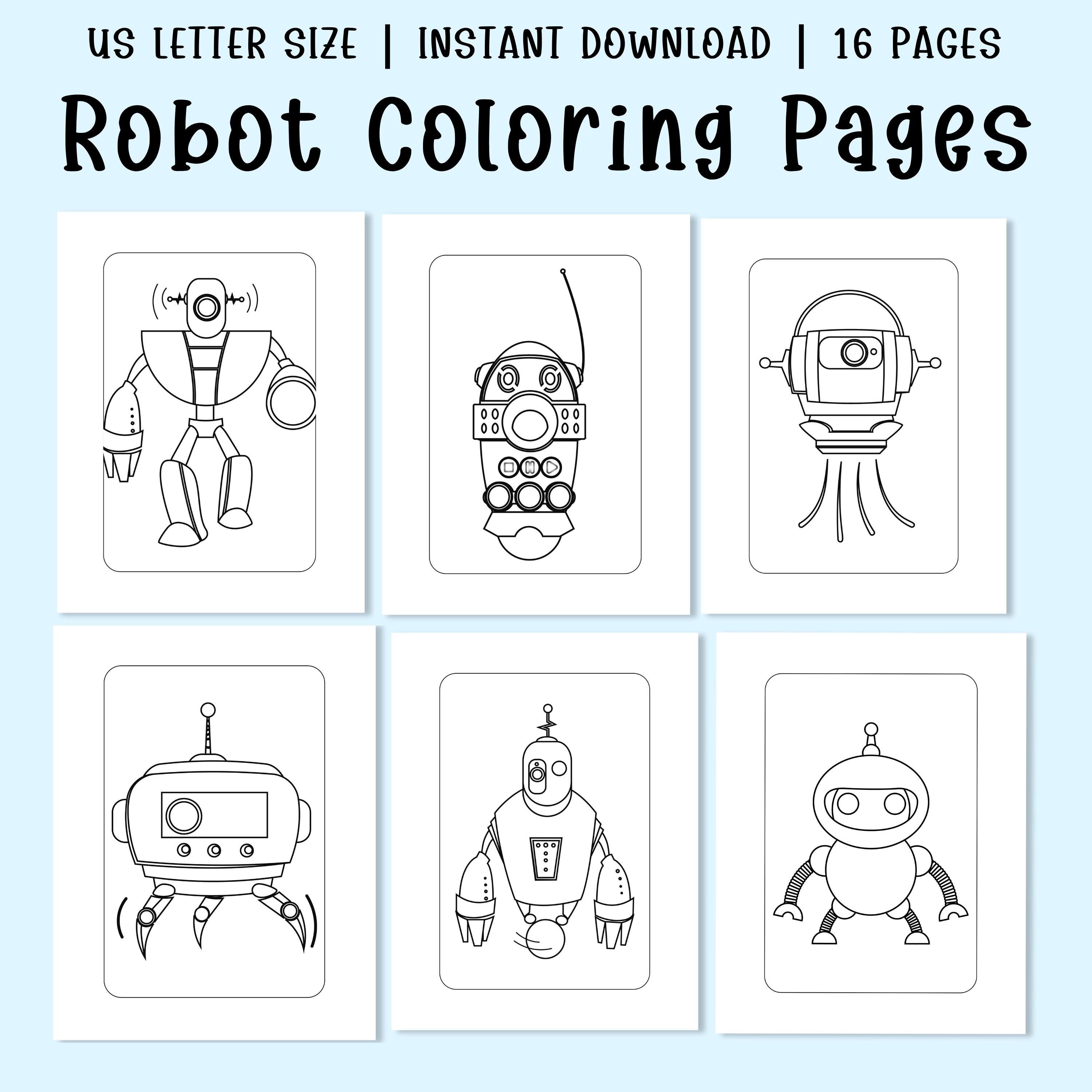 Robot Coloring Pages Robot Activity Book Kids Worksheets Printable ...