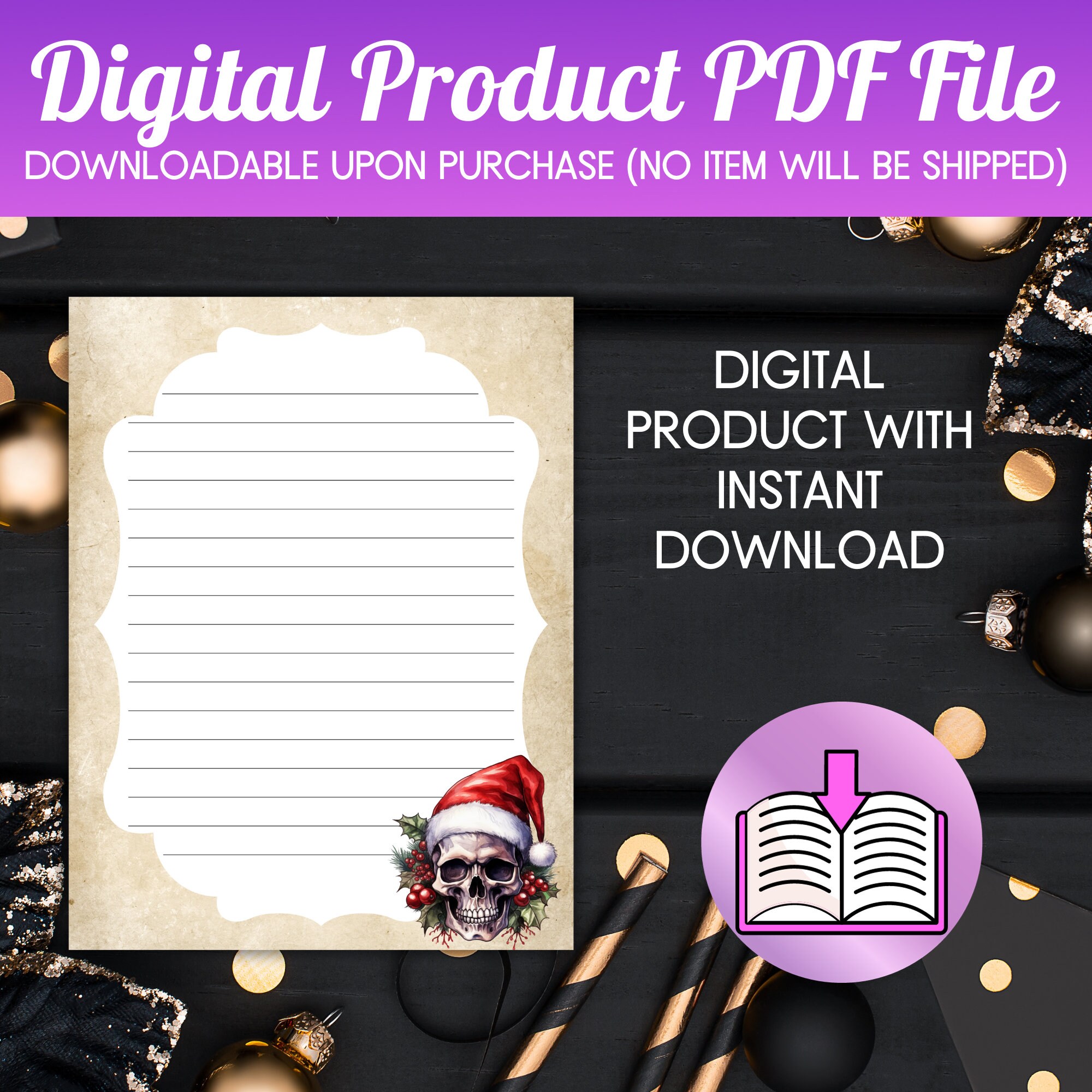 Gothic Christmas Stationary Printable Christmas Stationery Holiday ...