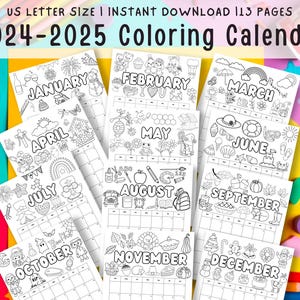 Calendario imprimible para colorear 2024 2025 para niños Calendario ...