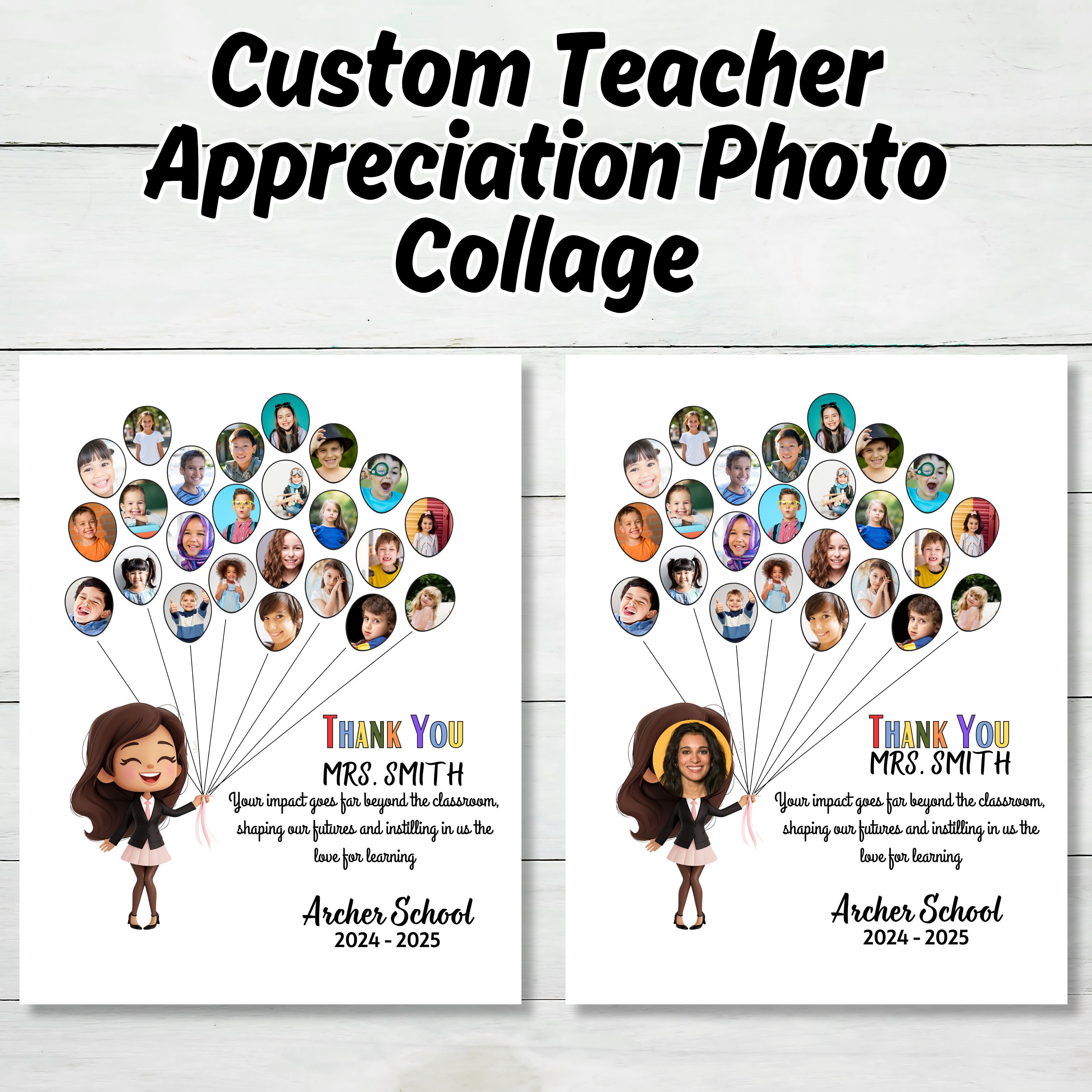Teacher Photo Custom Editable Appreciation Gift From Student Photo ...