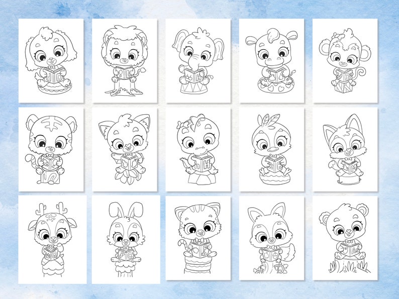 Baby Animals Coloring Pages Printable Bundle 30 Animals Reading ...