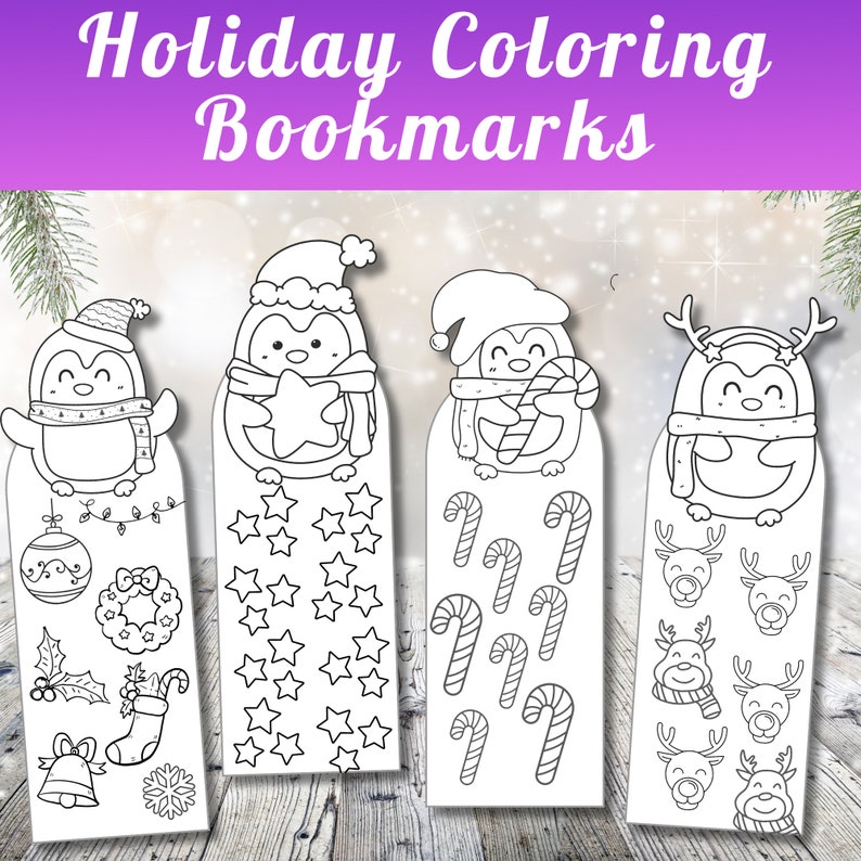Printable Bookmarks for Kids Coloring Penguins Prek Elementary ...