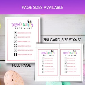 Easter Game Printable Roll a Bunny Draw A Bunny Face Easter Dice Game ...