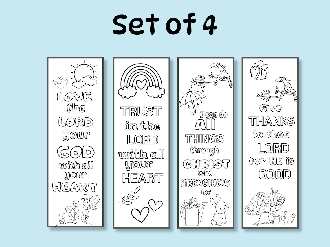 Bible Verse Coloring Bookmarks for Kids Scripture Bookmarks Sunday ...