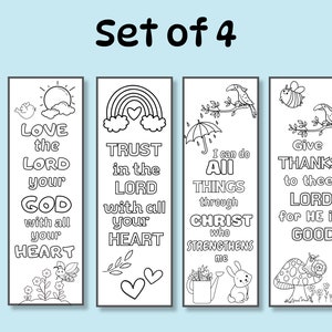 Bible Verse Coloring Bookmarks for Kids Scripture Bookmarks Sunday ...