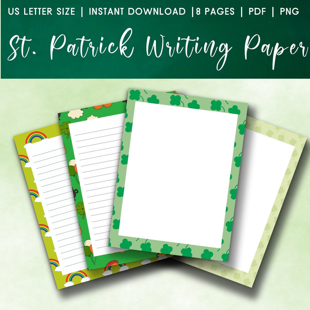 St Patricks Day Stationery Printable Irish Stationery Shamrock ...