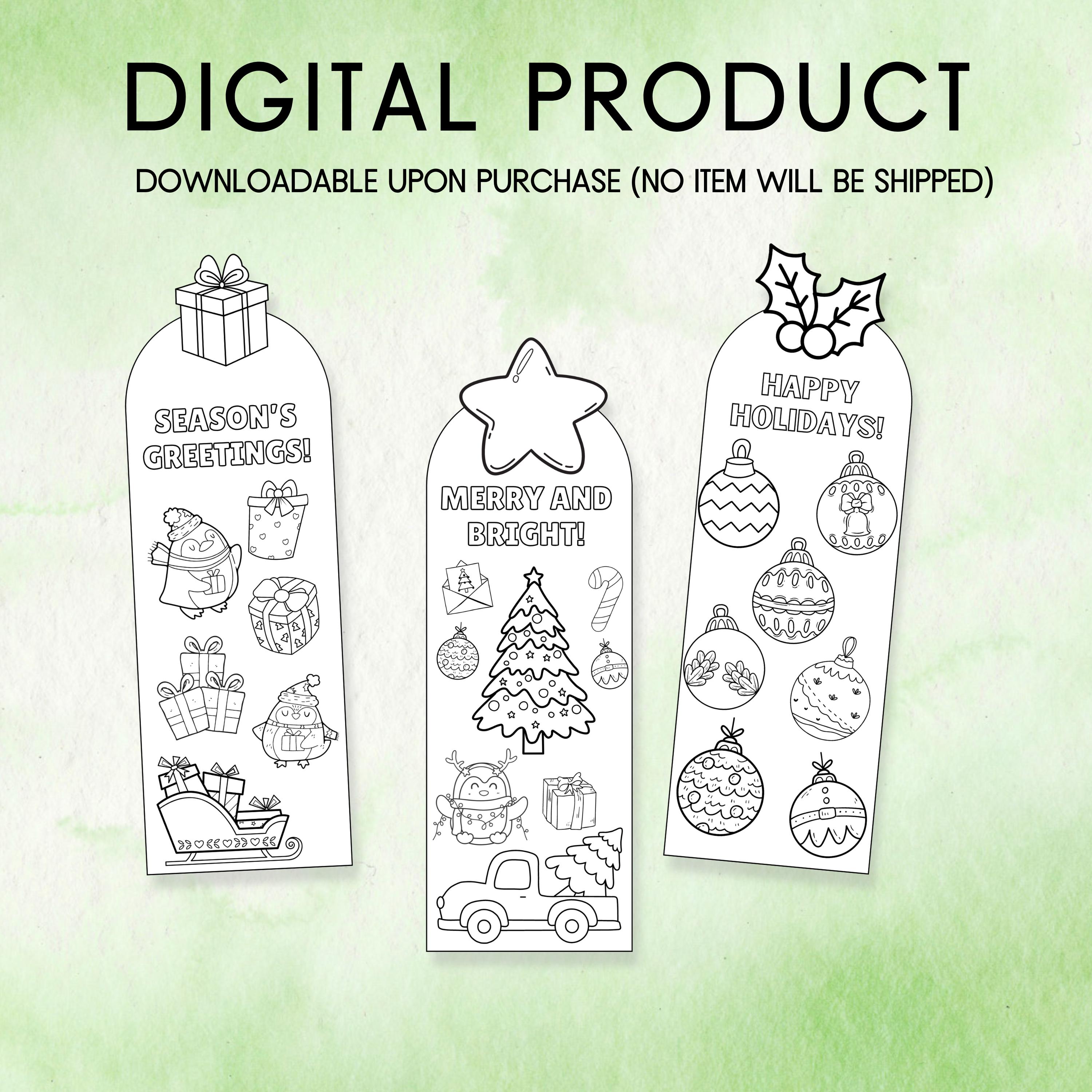 Christmas Coloring Bookmarks for Kids Bookmarks With Christmas Toppers ...