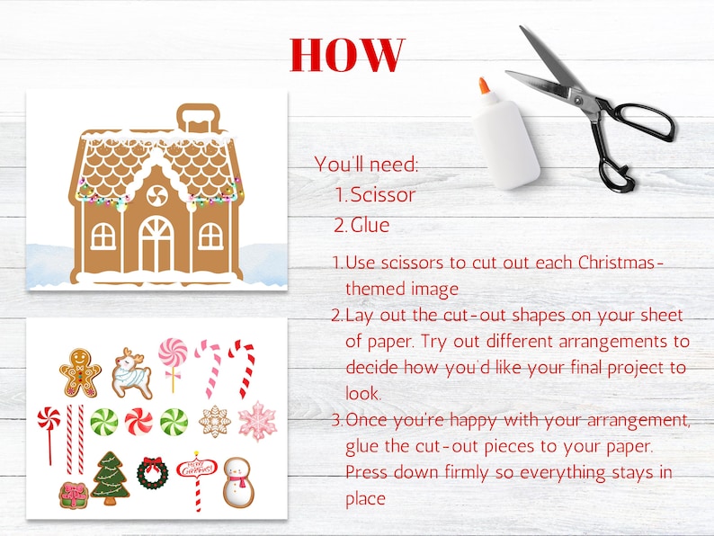 Create a Christmas Gingerbread House Cut and Paste Activity Design the ...