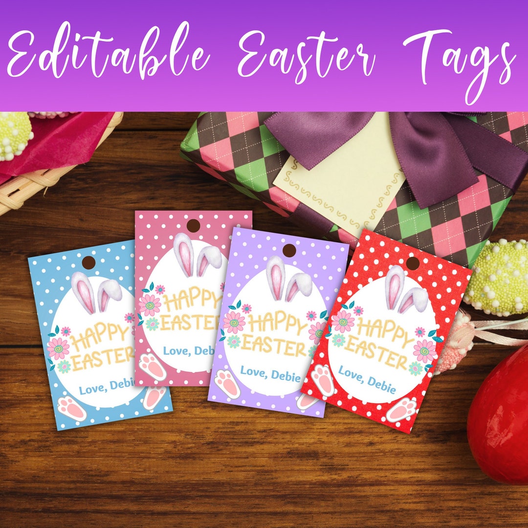 Editable Easter Tag for Boys Girls Happy Easter Gift Tags Gift Tag ...