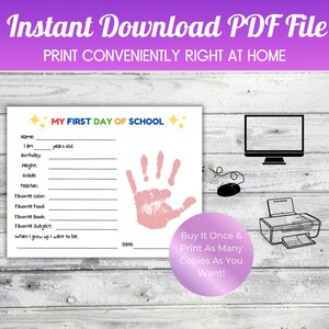 First Day of School Handprint Art All About Me Preschool First Day of ...