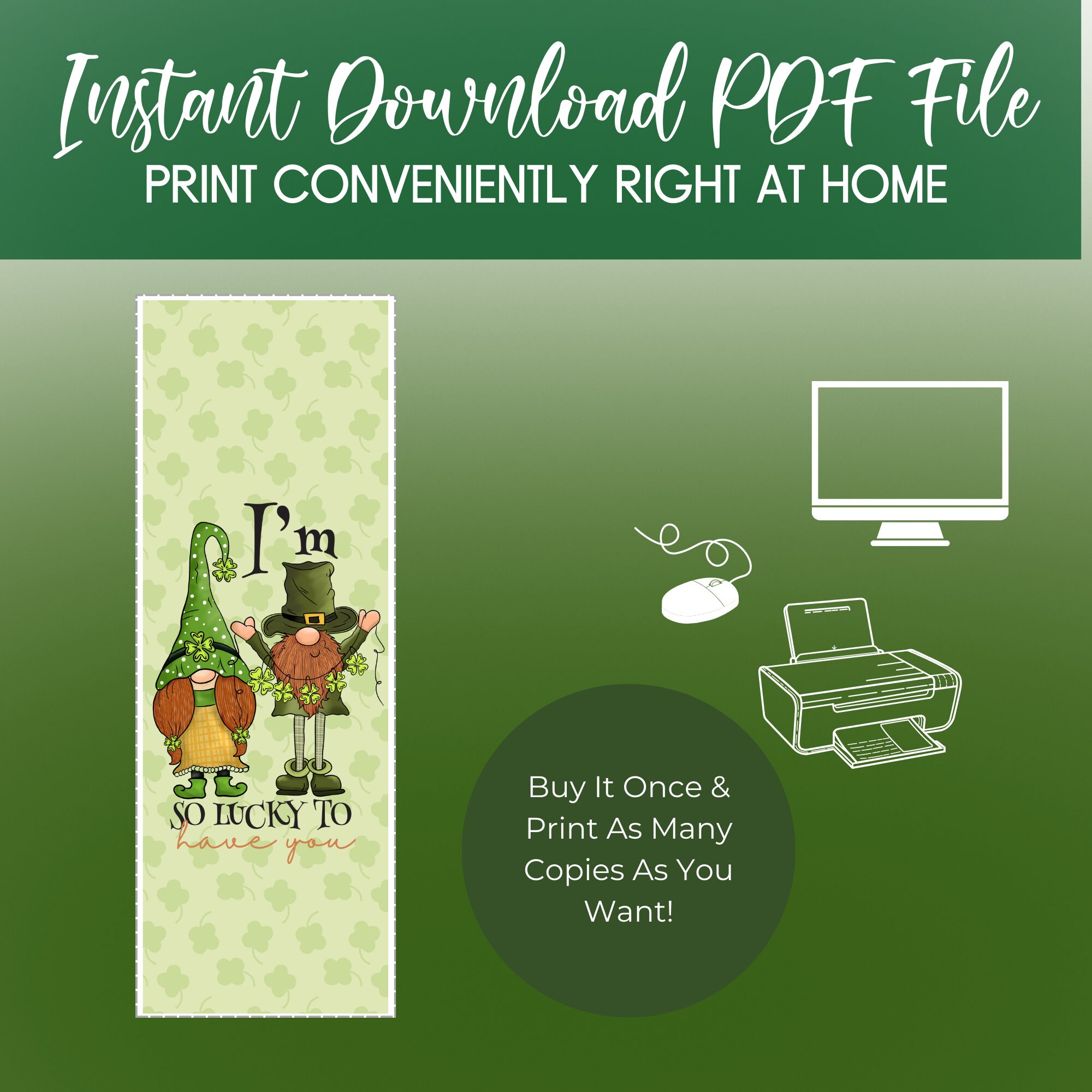 Leprechaun Bookmarks Saint Patrick's Day Lucky Gnome Irish Holiday ...