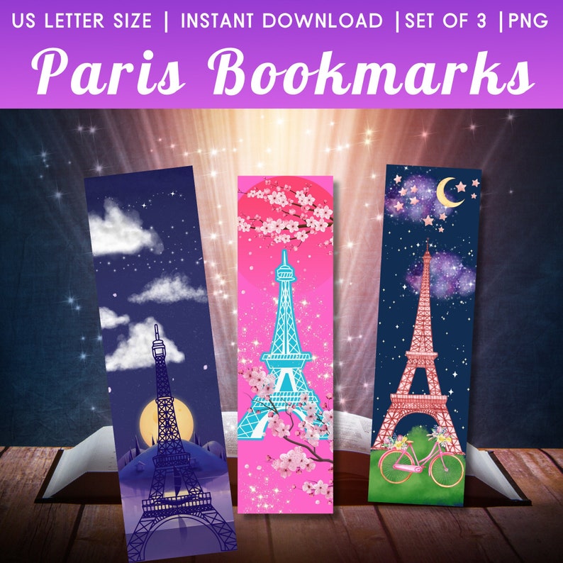 Paris Bookmark Printable Eiffel Tower Gifts Travel Bookmarks Cute ...
