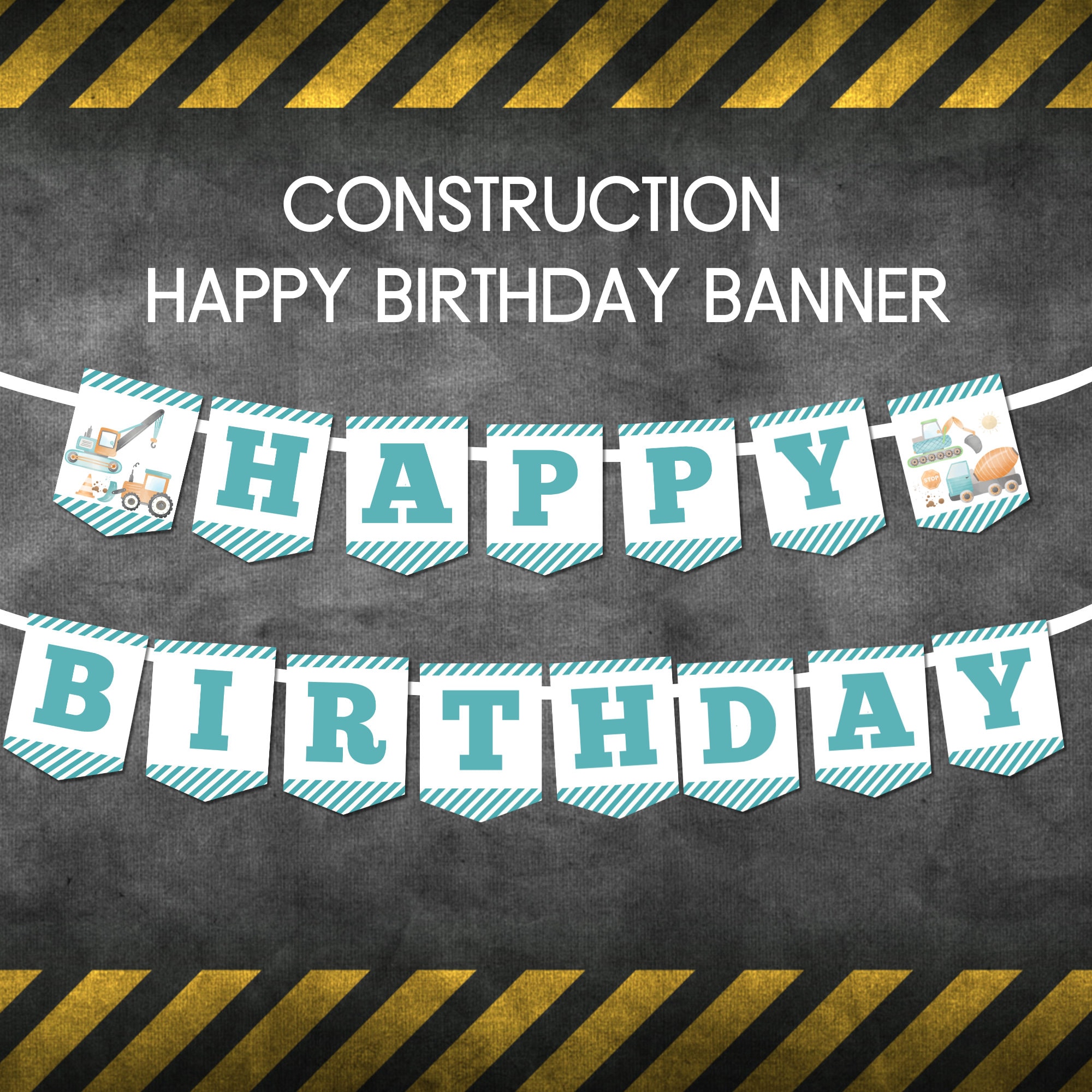 Construction Happy Birthday Banner Printable Construction Birthday ...