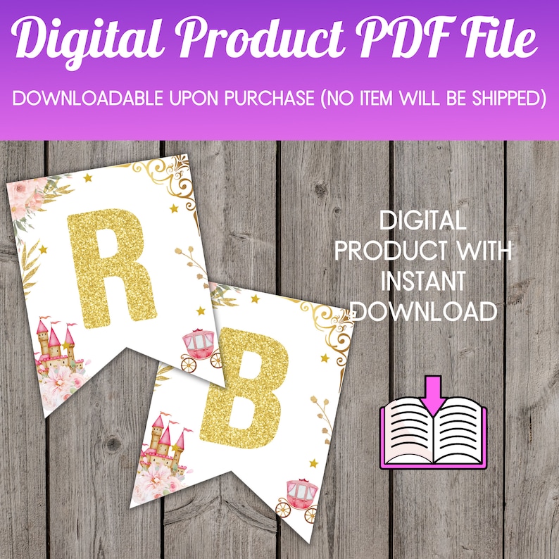 Princess Happy Birthday Banner Printable Princess Birthday Banner ...