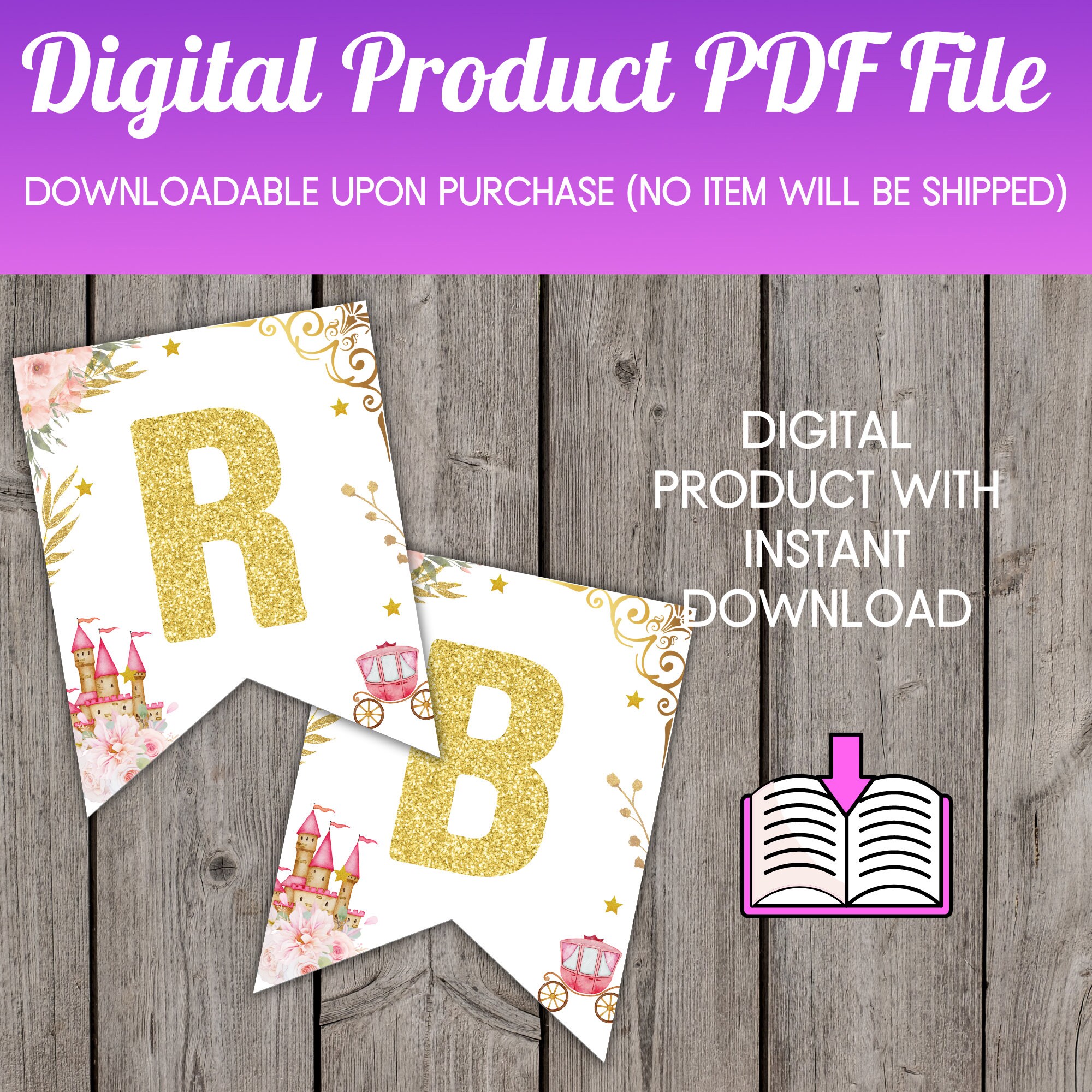 Princess Happy Birthday Banner Printable Princess Birthday Banner ...