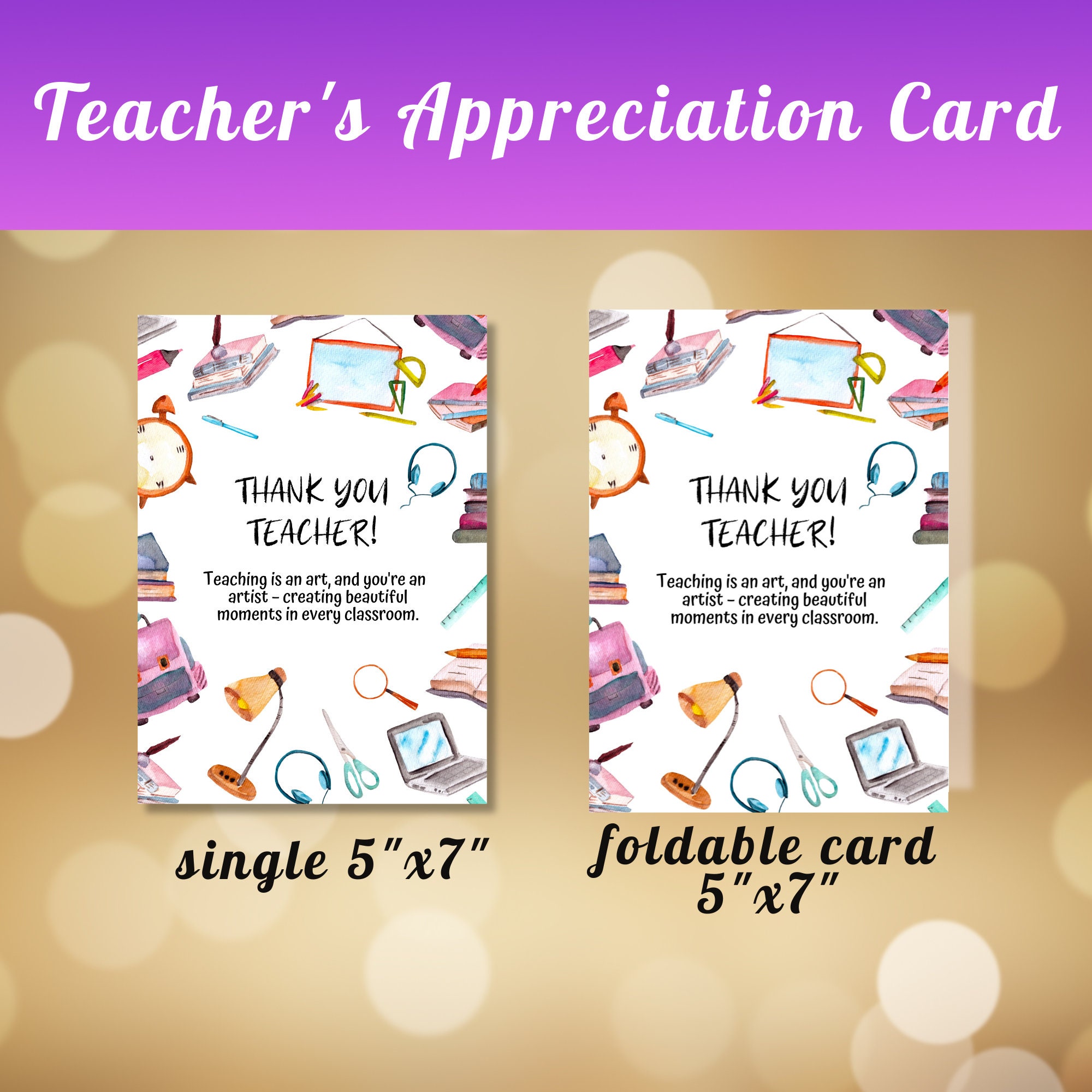 Teacher Appreciation Gift Card Printable Appreciation Card for Teacher ...