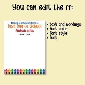 End of the Year Printable Autograph Sheet 2024-2025 Last Day of School ...