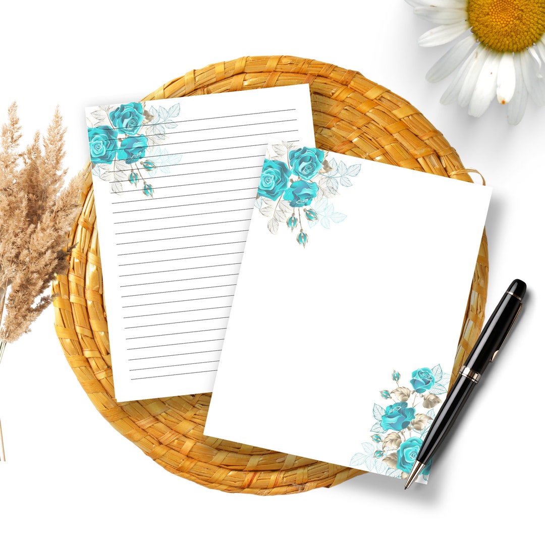 Printable Rose Stationery Flower Stationery Floral Stationery Set ...