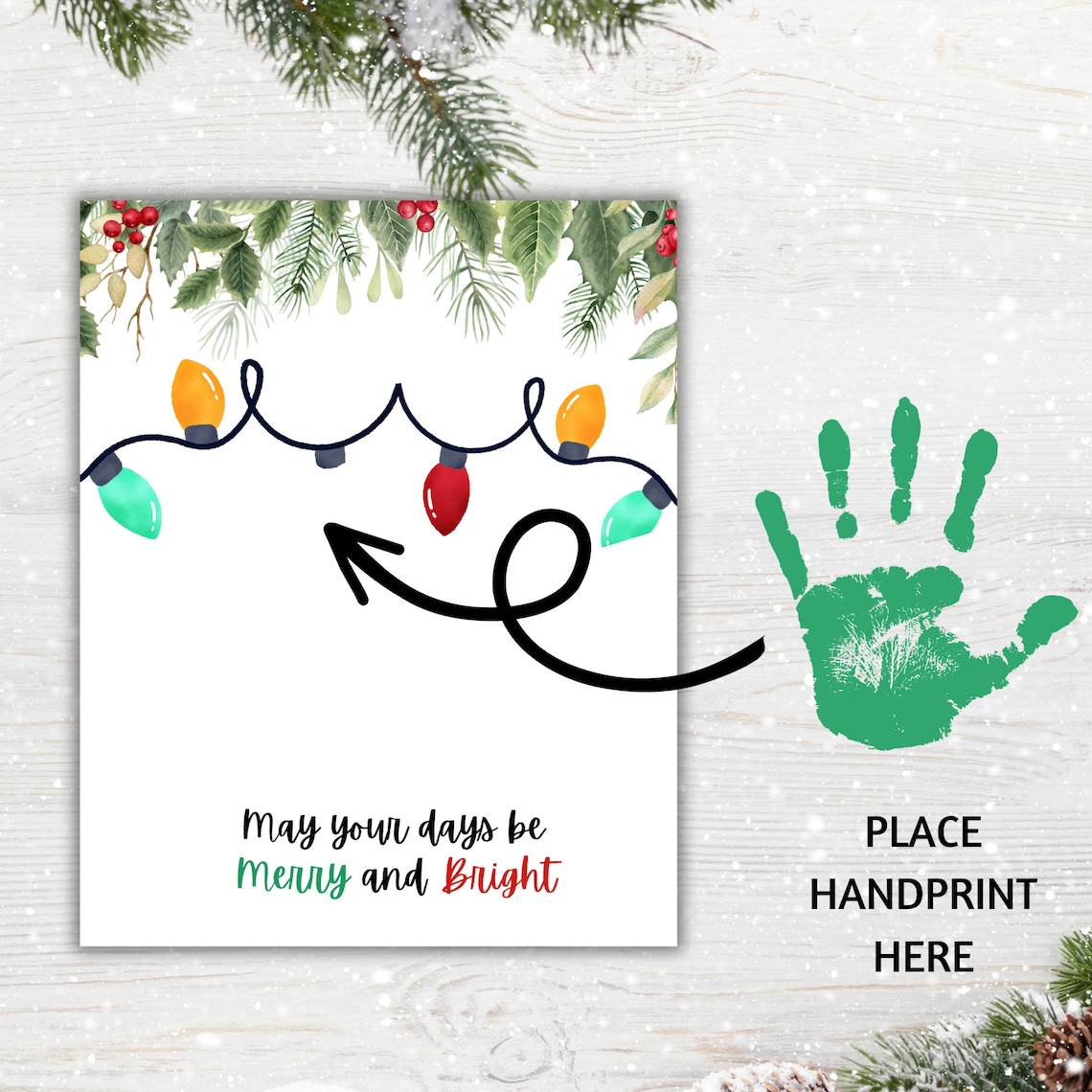 Christmas Handprint Craft Printable Christmas Lights Handprint Art DIY ...