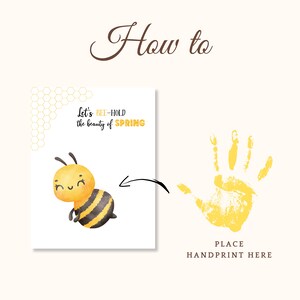 Bee Handprint Craft Art Printable Spring Insect Cute Honey Bee ...