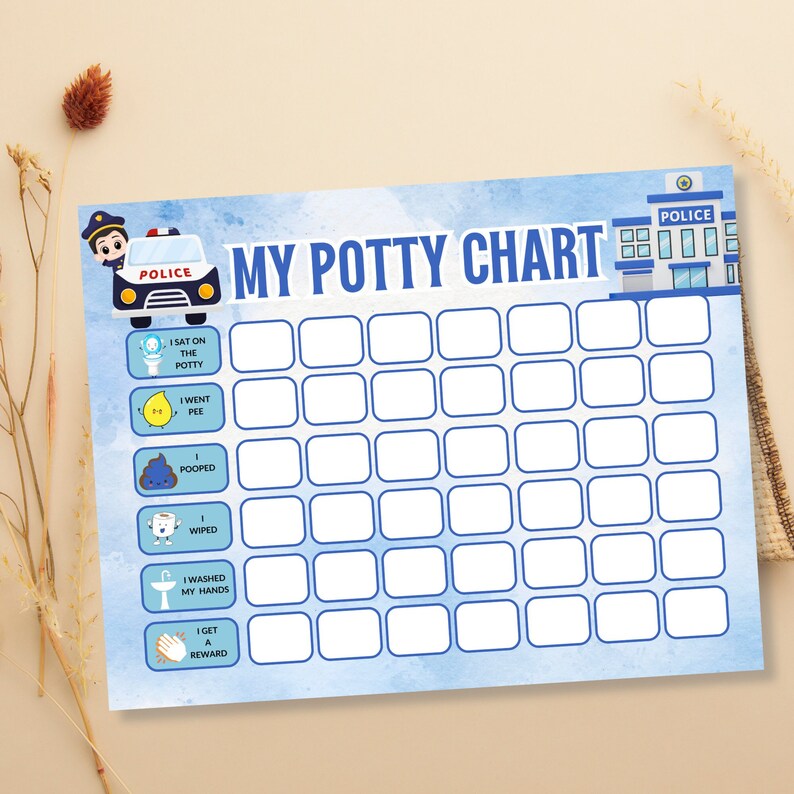 Police Potty Chart for Boy Toilet Training Chart Kids Potty Chart ...
