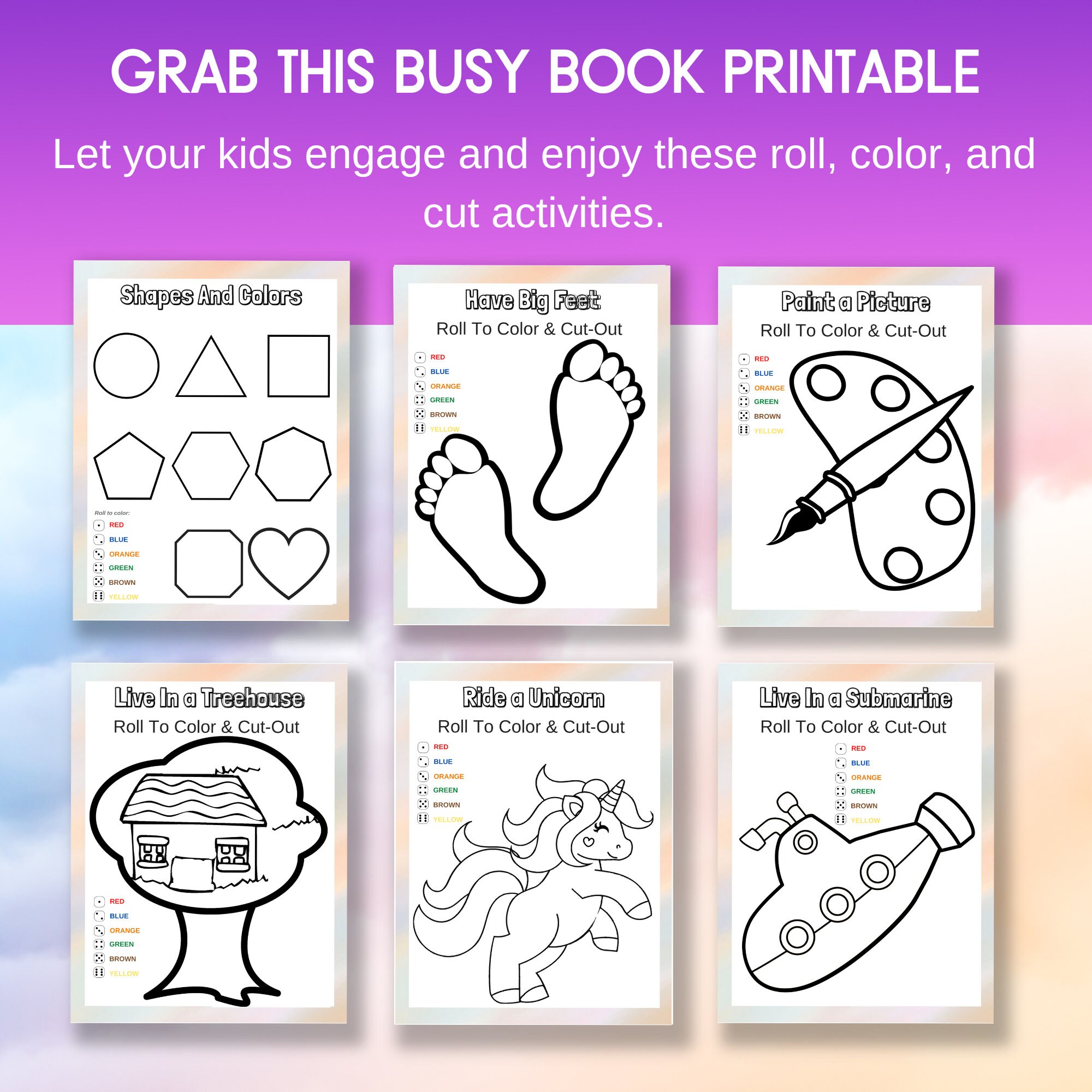 Busy Book Printable Pages Coloring and Cutting Activity - Etsy New Zealand