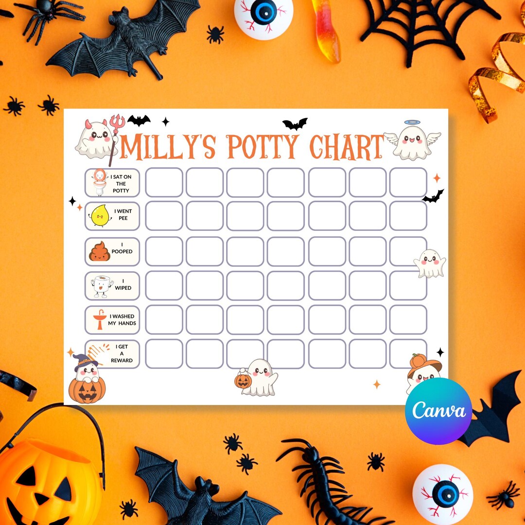 Editable Halloween Potty Chart Printable Tracker, Potty Training for ...