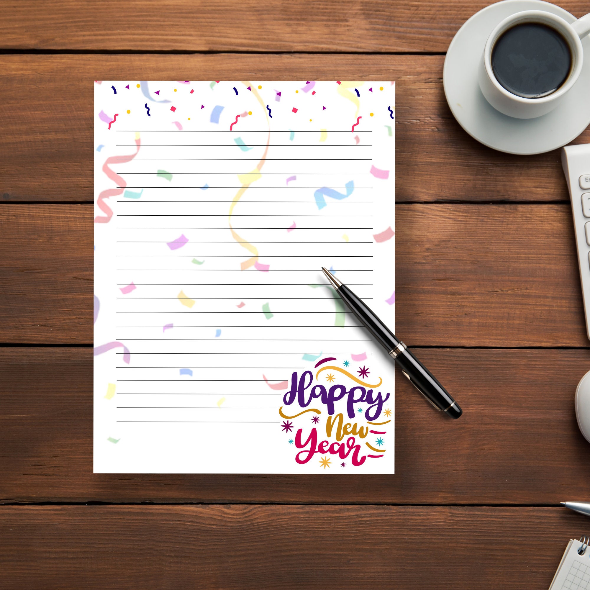 Printable Happy New Year Holiday Stationary New Years Eve Stationery ...