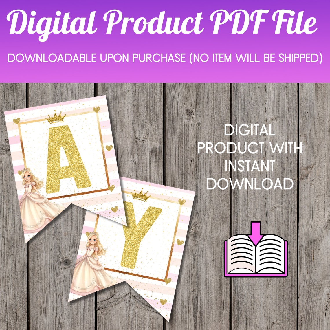 Princess Happy Birthday Banner Printable Princess Birthday Banner ...