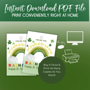 St Patricks Day Tag Printable, Pot of Gold St Patricks Gift Label ...