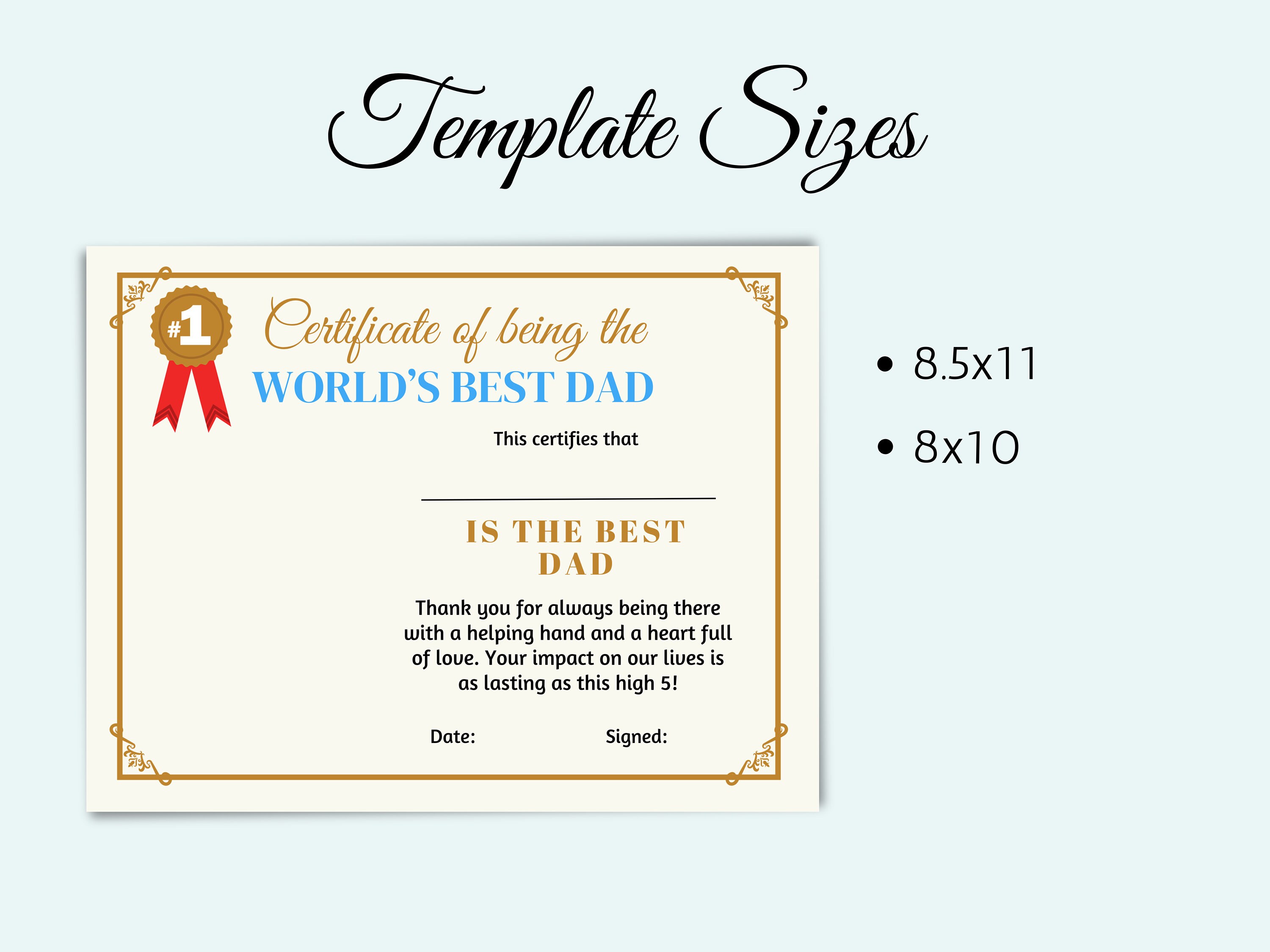 Fathers Day Handprint Art World's Best Dad Certificate Editable Dad ...