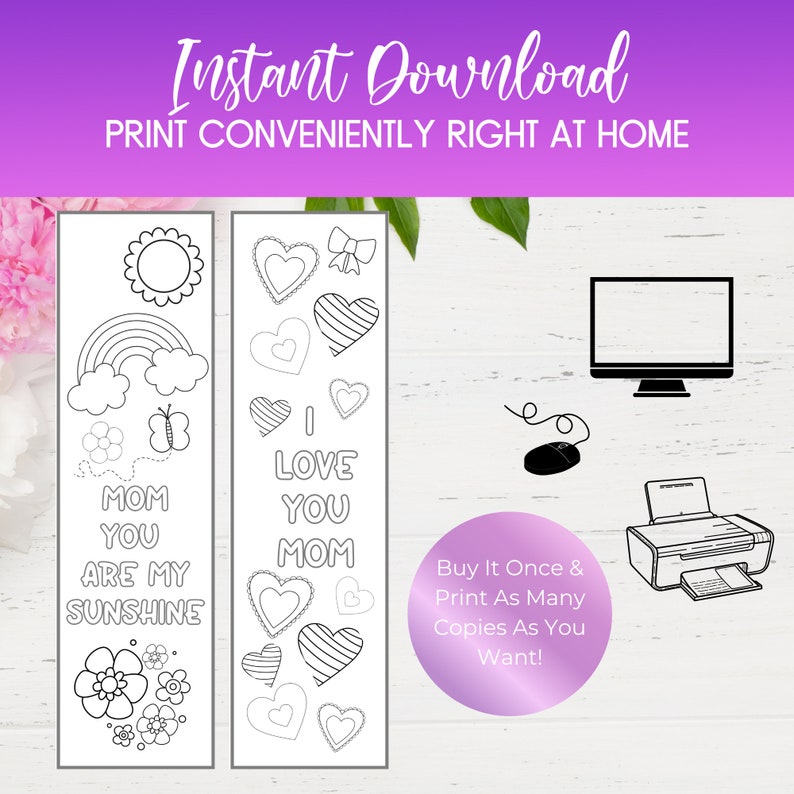 Printable Mothers Day Coloring Bookmarks Present From Kids Mothers Day ...