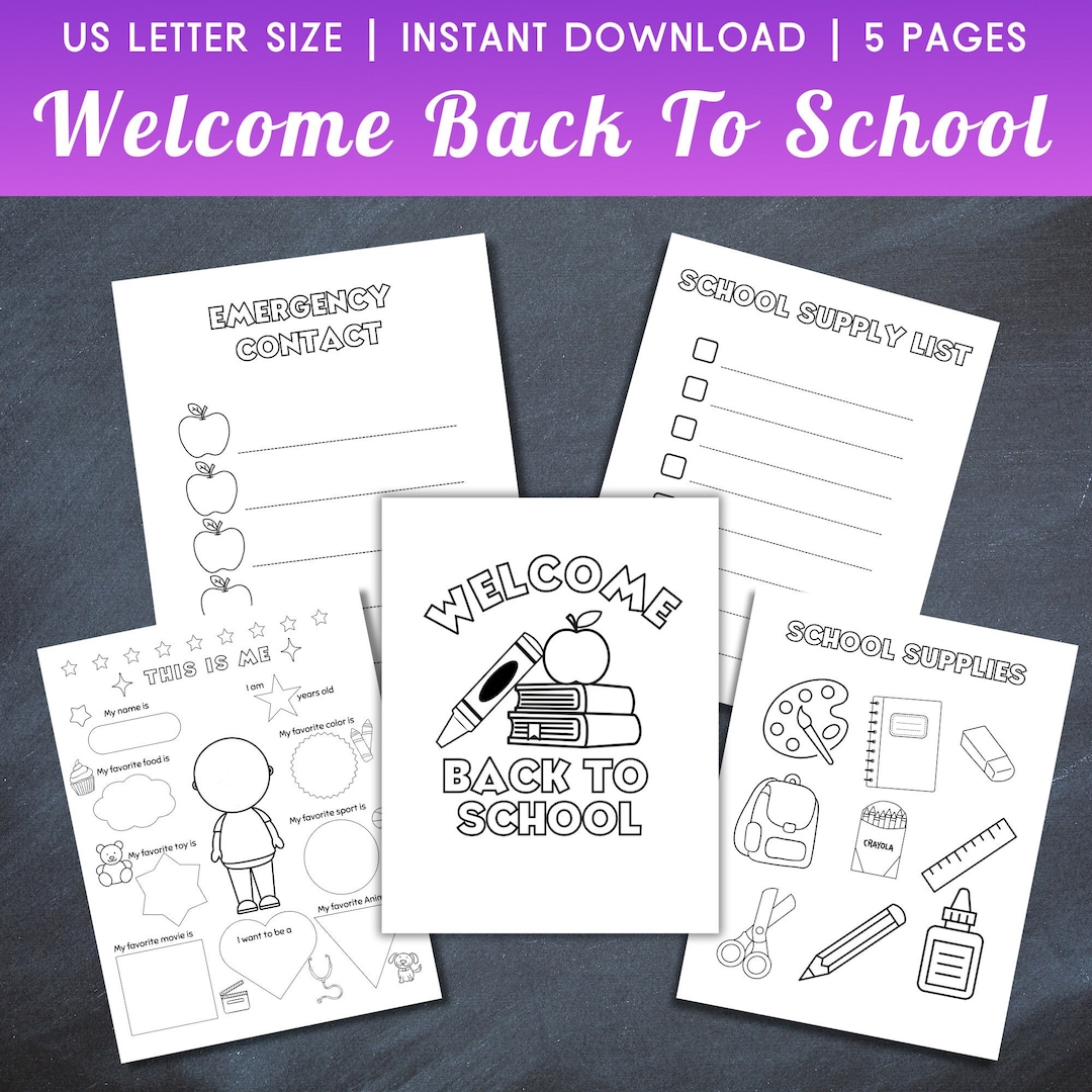 Welcome Back to School Form First Day of School Activity Coloring ...