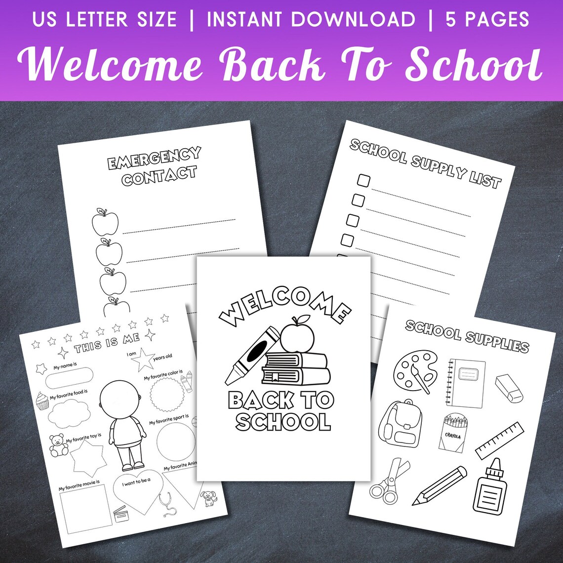 Welcome Back to School Form First Day of School Activity Coloring ...