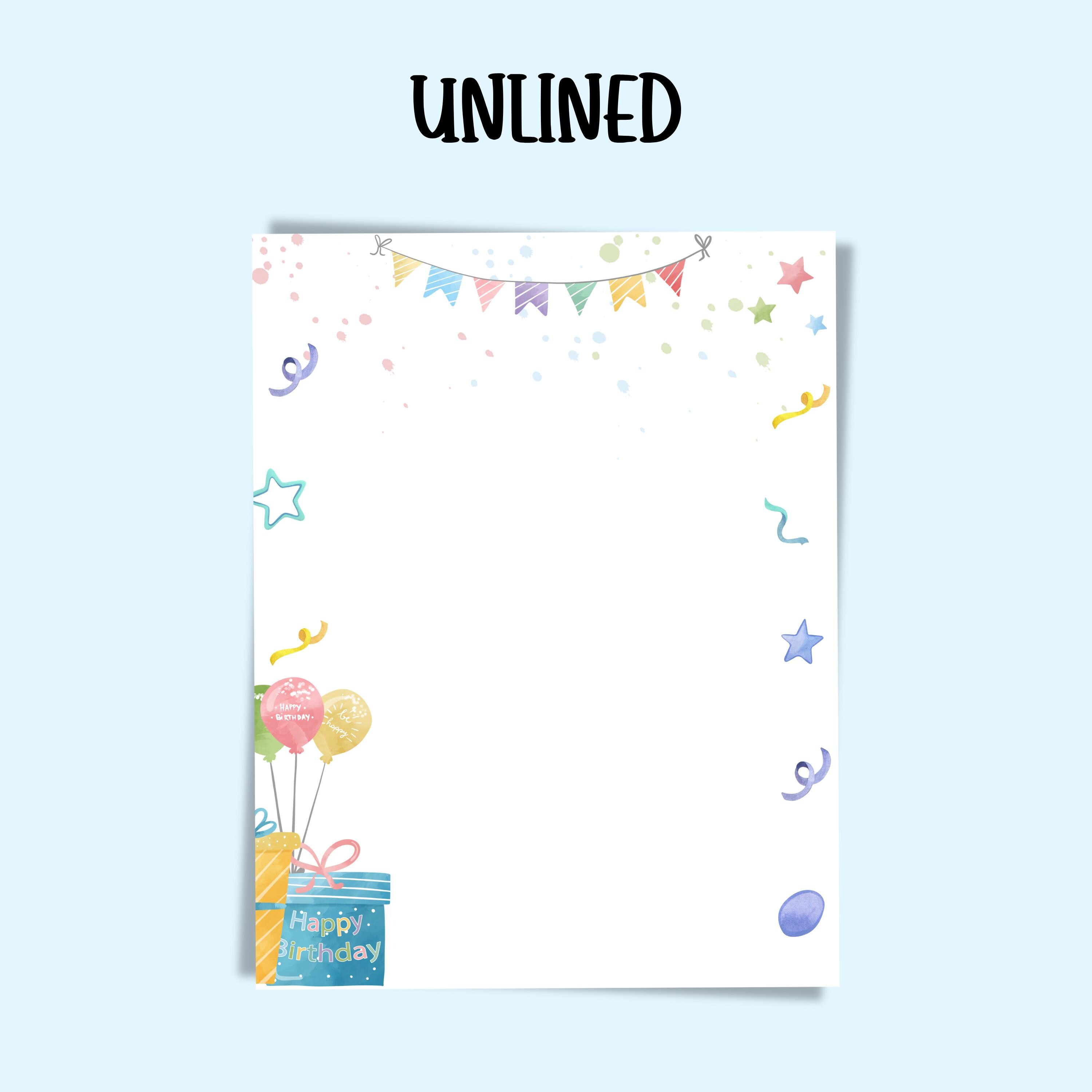 Happy Birthday Stationary Printable Stationery Birthday Paper for Him ...